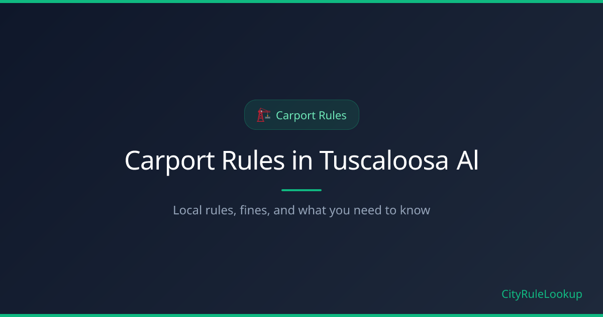 Carport Rules in Tuscaloosa, AL (2026) | CityRuleLookup