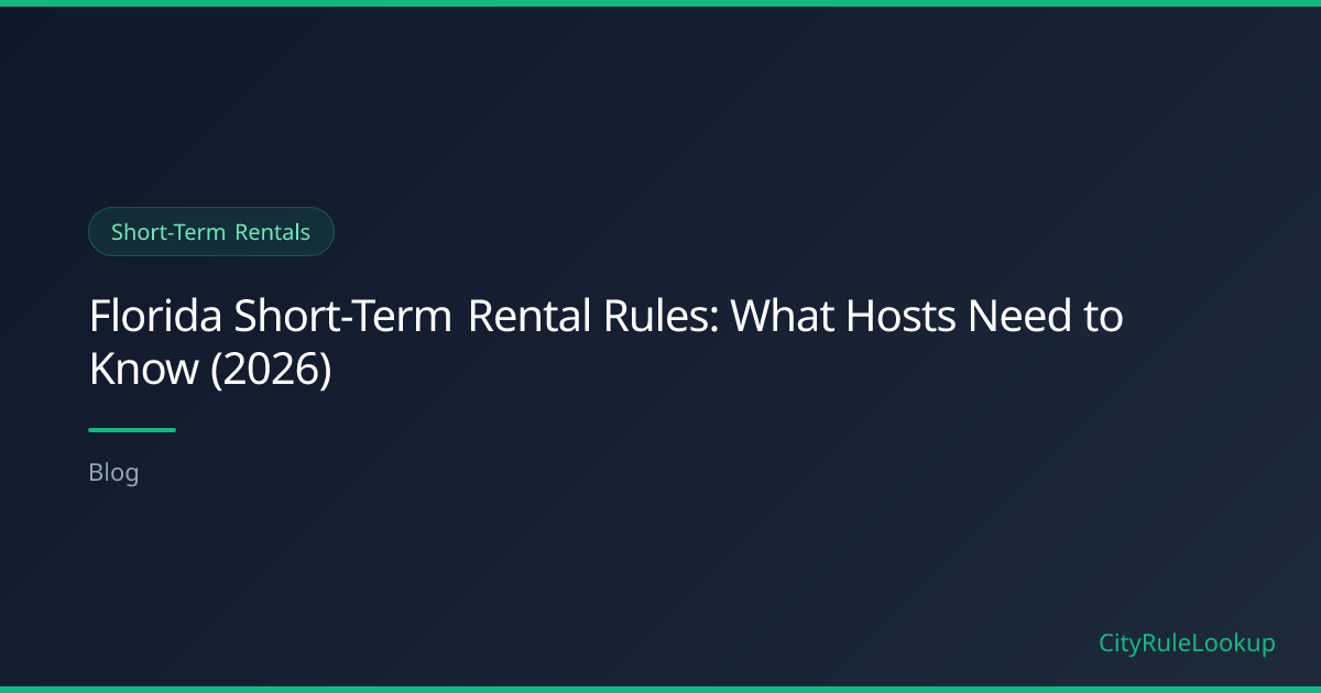 Florida Short-Term Rental Rules: What Hosts Need to Know (2026 ...