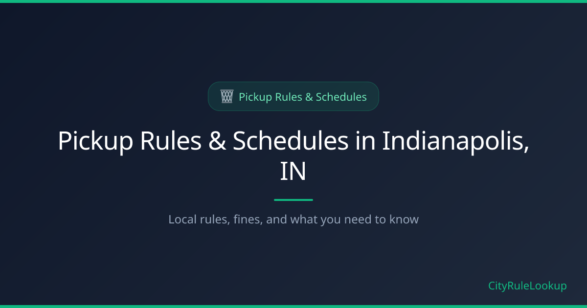 Pickup Rules & Schedules in Indianapolis, IN (2026) | CityRuleLookup
